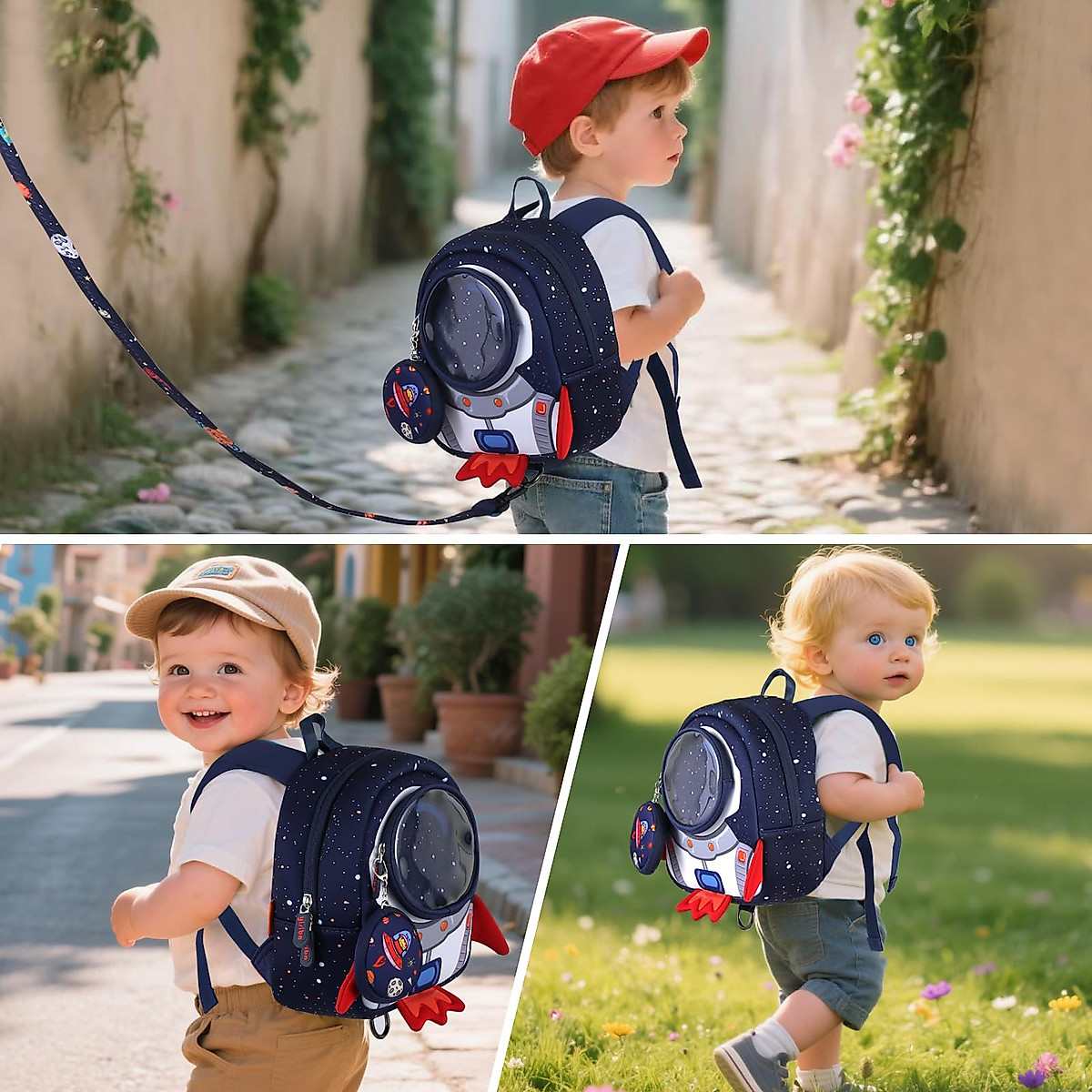 yisibo Rocket Toddler Backpack with Harness Leash Snack Nursery Bags for Kids Baby Boy Girl 1-3 Years Old