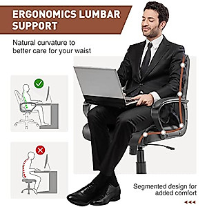 Office Chair, Computer Chair Mid Back Desk Chair Height Adjustable Home Office Chair with Wheels and Soft Armrests Wide Seat Cushion for Heavy People