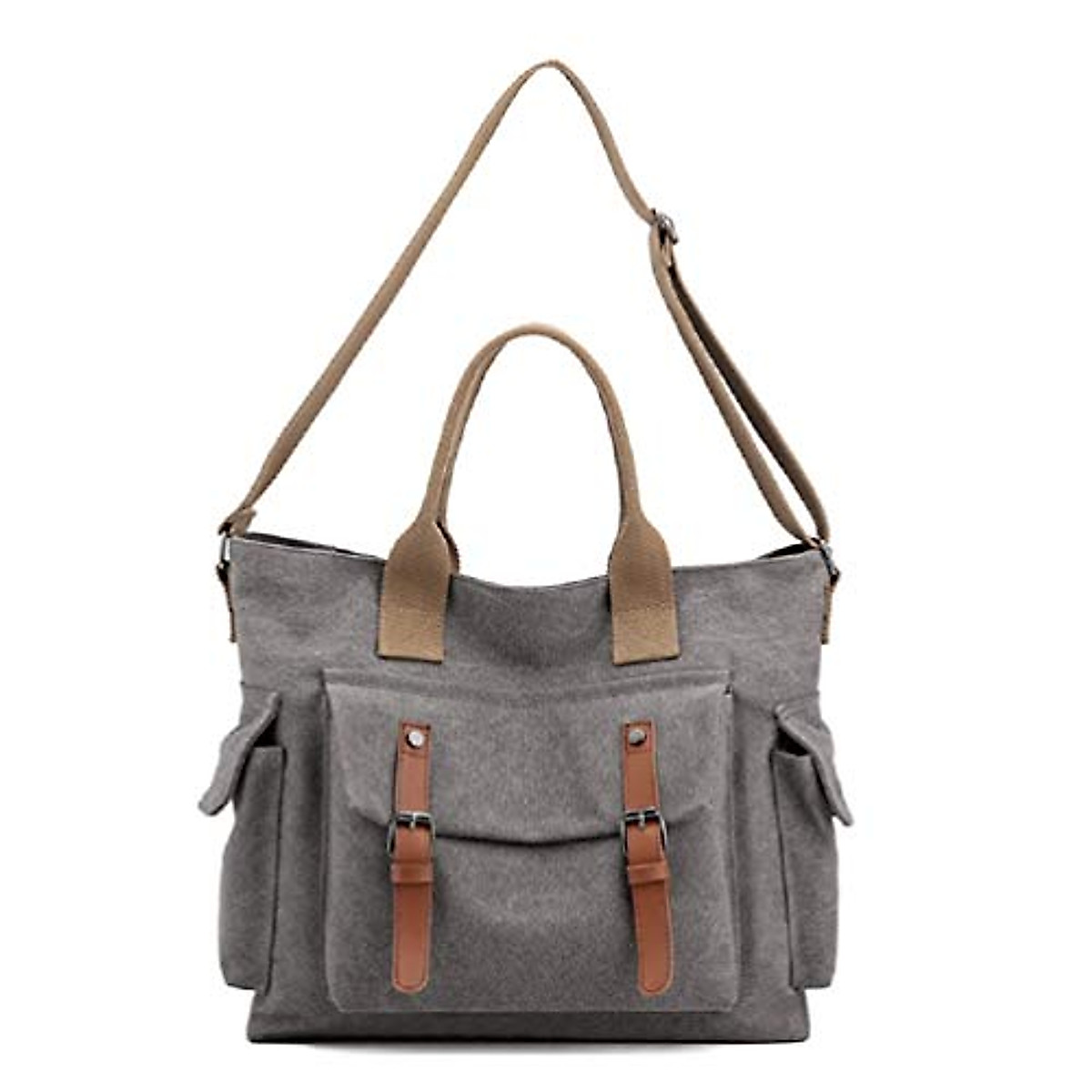 Womens Crossbody Handbags Canvas Shoulder Purse Daily Shopper Satchel Work Bag Travel Purse Top Handle Tote Bag Grey