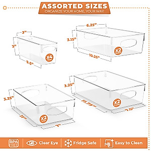 Sorbus Clear Plastic Storage Bins for Shelves, Clothes, with Handle - Clear Storage Bins, Drawer, Shelf, Closet, Pantry, Fridge, Freezer Organizer Bins, Closet Organizers and Storage (10 pack)