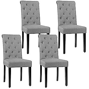 S AFSTAR Upholstered Dinning Chairs Set of 4, Tufted Parsons Chairs with Solid Rubber Wood Legs & Adjustable Feet, High Back Padded Dining Chairs for Kitchen Living Room Restaurant (4, Gray)