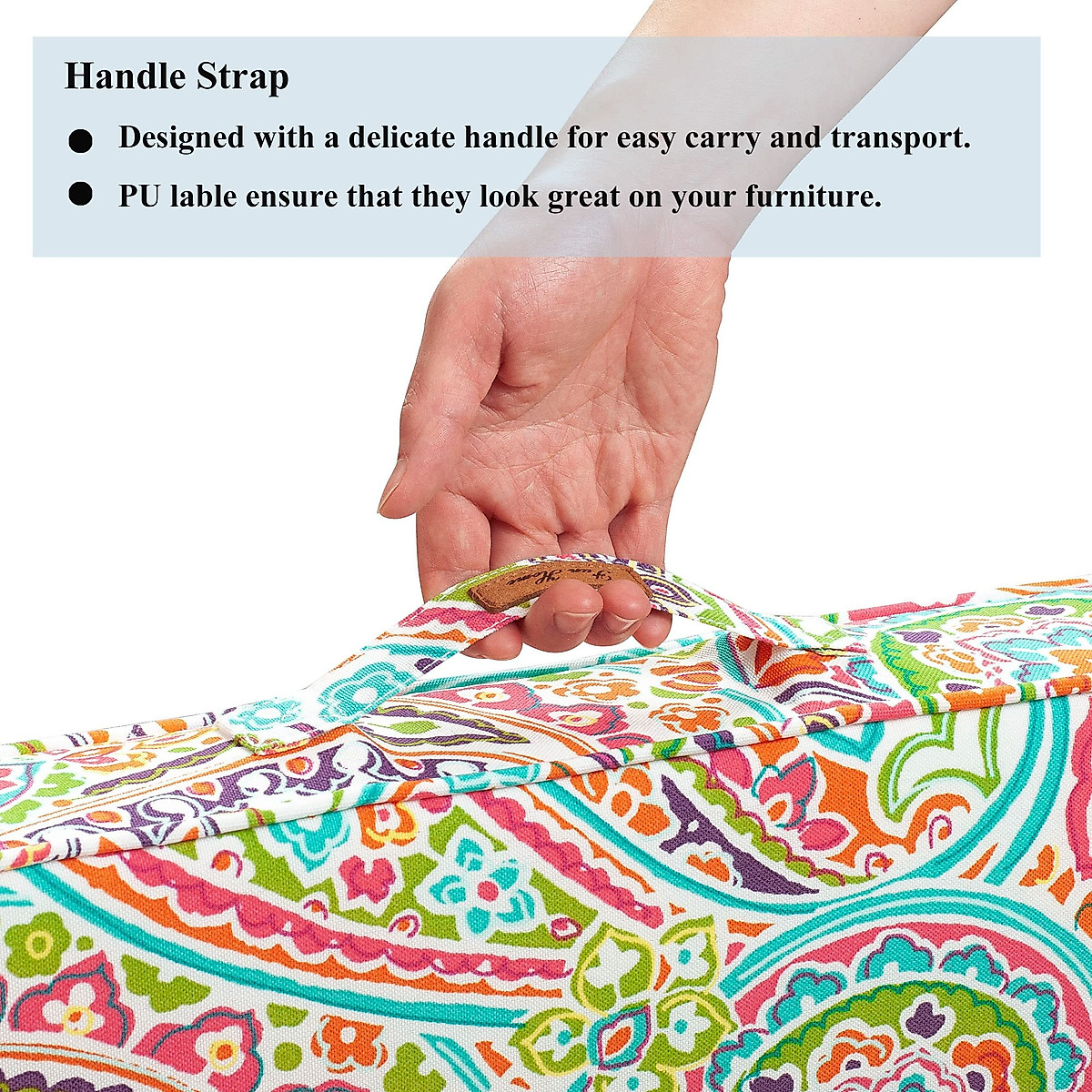 FUNHOME Outdoor Bench Cushion Water-Repellent, 48 x 18 Inch Bench Cushions for Outdoor Furniture, Settee Cushions with Handle and Straps, Patio Couch Cushion 1 Pack, Melora Paisley