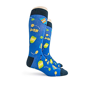 Foot Traffic - Men's Sports-Themed Socks, Fits Men's Shoe Sizes 7-12 (Pickleball)