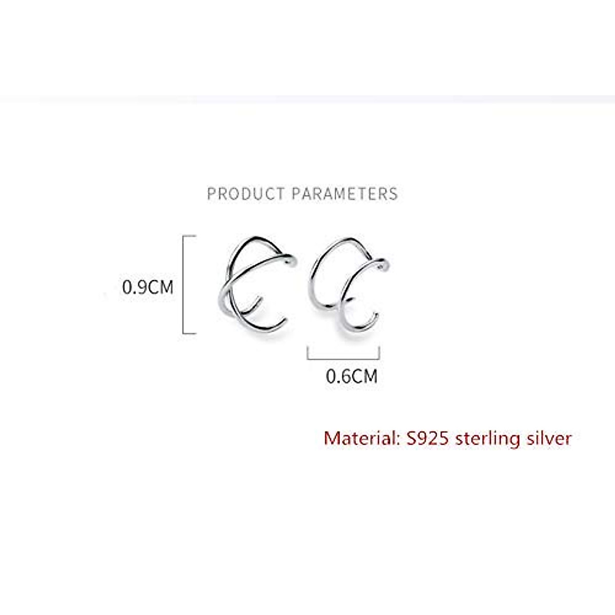 Minimalist 4 PCS S925 Sterling Silver Criss Cross Ear Cuff No Pierce Ear Cuff Sets Double Simple Lines Ear Cuff Fake Cartilage Earring Helix Piercing（4PCS）