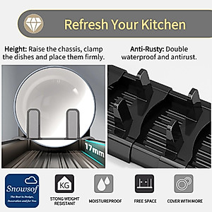 Snowsof Dish Drying Rack, Stainless Steel Adjustable Bowl Plate Drainer, Pot Lid Holder, Plate Organizer for Cabinet for Cutting Boards, Cooling Racks, Pots & Pans (Bowl Drying Rack,17.7 inch)