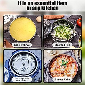 KOUISYY Stackable Steamer Insert Pans, 2 Tier Stainless Steel Pot-in-Pot Insert Steamer Pot, Stackable Steamer Pot with Handle & Lid, Pressure Cooker Accessories for 6/8Qt Pot Cooking Baking