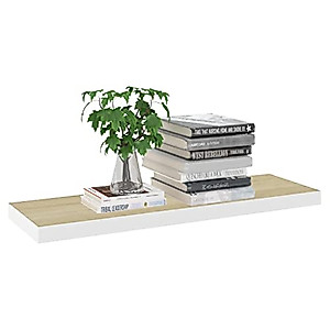 SKM Floating Wall Shelf Oak and White 31.5"x9.3"x1.5" MDF