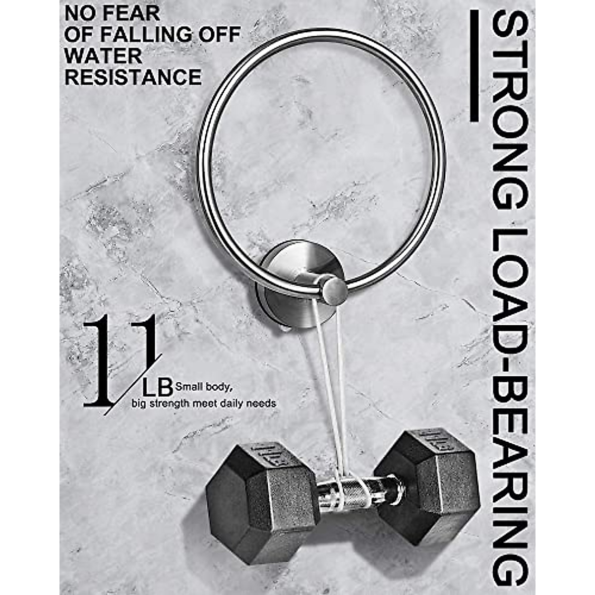 DGYB Suction Cup Hooks for Shower + Brushed Nickel Suction Cup Hand Towel Ring