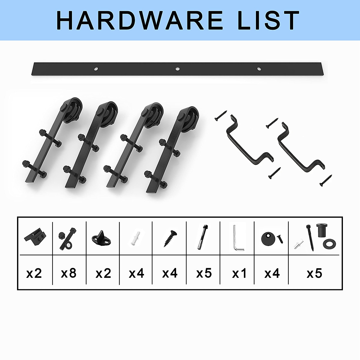 36in x 84in (Double 18in x 84in Door) Barn Doors with 6.6ft Hardware Kit, Pre-Finished Surface, Pre-Drilled Holes Easy Assembly, Solid MDF Covered with Water-Resistant PVC Surface, K Frame, White