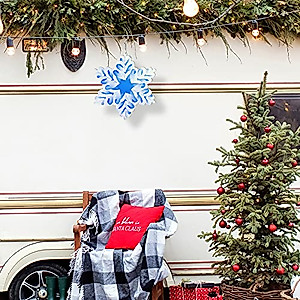 Christmas 3D Snowflake Wind Spinner, Stainless Steel Wind Spinner Christmas Wind Spinner Hanging Wind Chime with Swivel Hook for Indoor Outdoor Garden Decoration, 12 Inch White