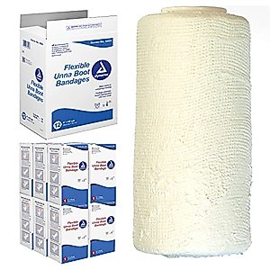 Dynarex 3454 Unna Boot Bandage, Individually Packaged, Provides Customized Compression, With Zinc Oxide, Soft Cast, 4" x 10 Yard, Pack of 12