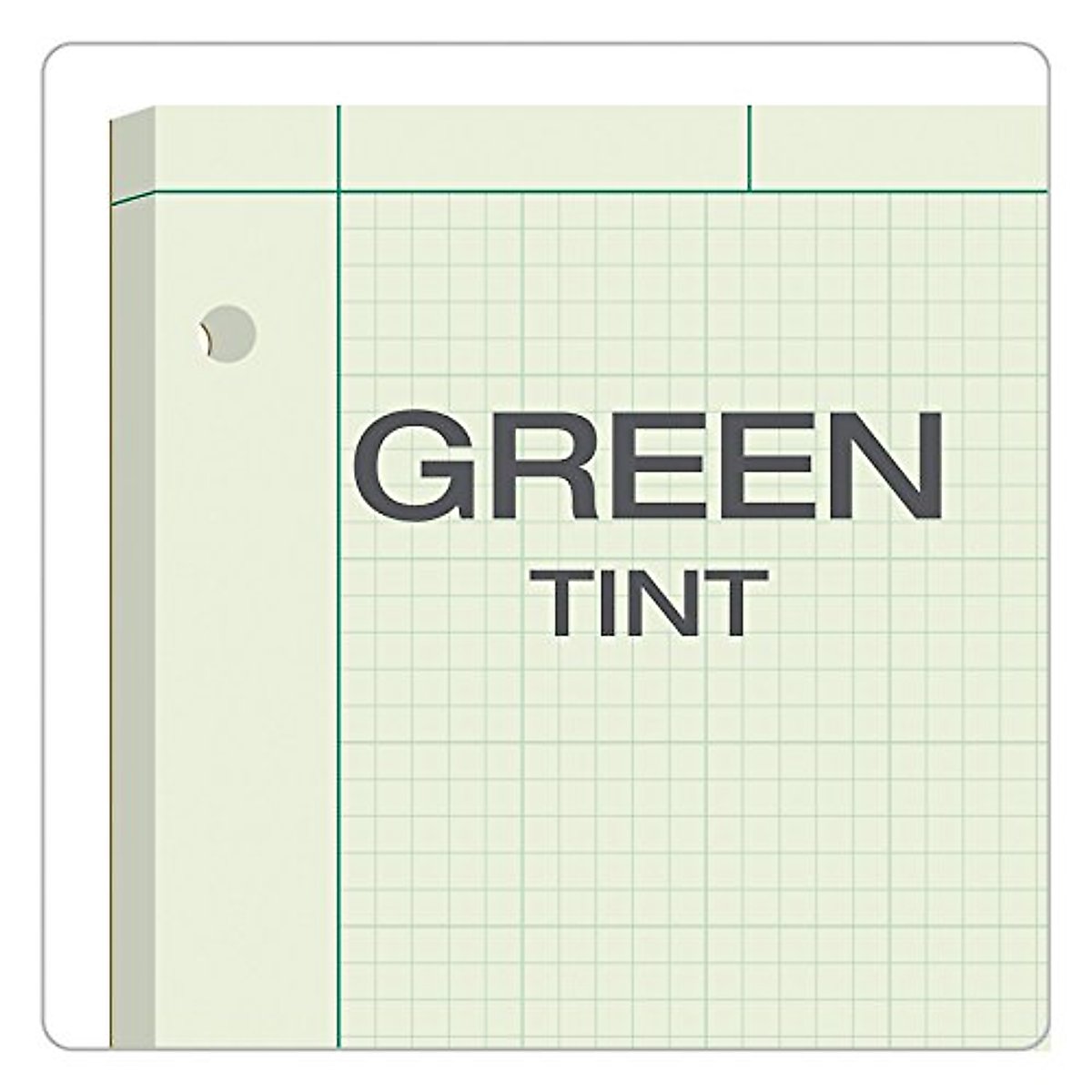 TOPS Engineering Computation Pad, 8-1/2" x 11", Glue Top, 5 x 5 Graph Rule on Back, Green Tint Paper, 3-Hole Punched, 200 Sheets (35502)