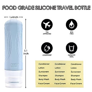 SaineeyCN 12 Pack Travel Size Bottles, Tsa Approved 3oz Travel Size Containers, BPA Free, Leak Proof, Portable Travel Accessories