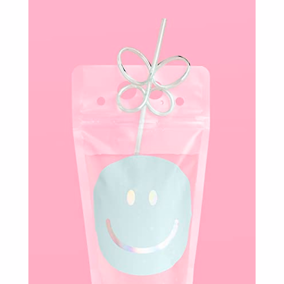 xo, Fetti Smiley Drink Pouches + Butterfly Straws - 16 count | Bday Cups, Happy Pastel Birthday Party Decorations, Cute Bachelorette Party, Cool Drinkware