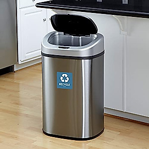 Sicol Plus Trash Recycle Stickers Recycle Bin Decals and Trash can Stickers 4 x 4 Inches Round (Aquamarine/Gray) UV Protected Indoor and Outdoor Self Adhesive Vinyl Stickers (4x4 Inch 04 Pcs Square)
