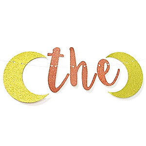 Rose Gold Glitter Two the Moon Banner - Cheers to 2 Years Bunting Sign- Sweet Baby Girl/Sweet Baby Boy/Baby Shower/Happy 2nd Birthday Party Decorations Supplies for Child (Pre-Strung)