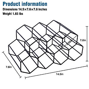 Urban Deco Small Wine Rack 9 Bottle Holder - No Need Assembly Modern Metal Wire Black Wine Storage for Countertop Table Top Coffee Bar Kitchen