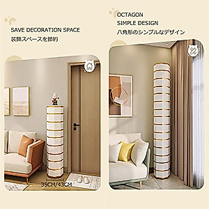 ZYFA 360° Rotating Round Octagon Shoe Rack Tower Cabinet, Lazy Susan, Free Standing Metal Revolving Stand, Vertical for Small Spaces Storage Simple & Modern The Entrance, black, 127CM