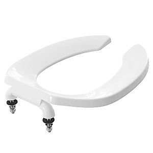 Commercial Heavy Duty Open Front Toilet Seat Without Cover, Thickened Material, Never Loosen, ELONGATED, White (18.5”), 1-Pack