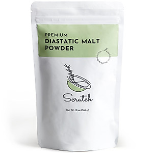 Scratch Diastatic Malt Powder for Baking - (10oz) Dried Barley Malt for Baking Bread - Bread Improver - Premium Baking Ingredients for Breads, Pizzas, Pretzels, Desserts, Shakes and More