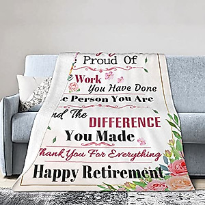 TBUWHZU Retirement Gifts for Women, Happy Retirement Gift Blanket, Funny Retired Gifts for Coworkers Women, Goodbye Gifts, Going Away Gift for Coworkers, Coworker Leaving Gift Blanket,60x50in