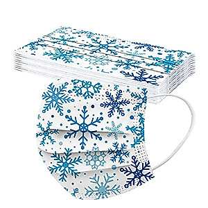 50PC Christmas Disposable Face Mask for Adults,3-Ply Disposable masks with Winter Themed Designs Breathable for Adults (Xmas-4)
