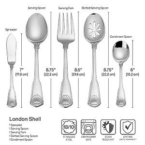 Towle London Shell 45-Piece 18/10 Stainless Steel Flatware Set, Service for 8