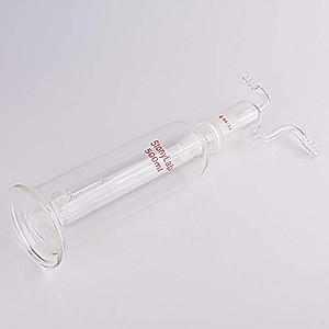 stonylab Gas Washing Bottle, Borosilicate Glass 34/34 Stopper Gas Bubbler Gas Washing Bottle with Fritted Disc and 8 mm OD Inlet/Outlet Hoses, 500 ml