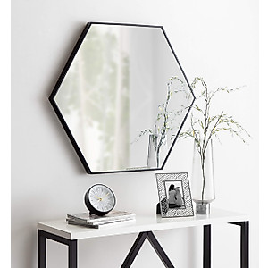 Kate and Laurel Rhodes 6-Sided Hexagon Wall Mirror, 30.75x34.75 Black