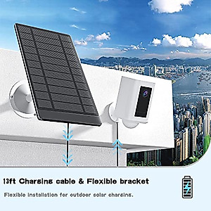 Solar Panel for Ring Camera, 2PCS Waterproof Solar Panel for Ring Stick Up Cam Battery and Ring Spotlight Cam Battery (5V 4.5W)