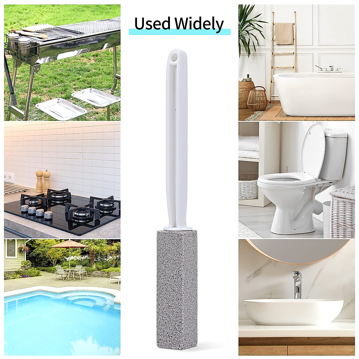 HongWay Toilet Pumice Stone for Cleaning 4 Pack, with Extra Long Handle, Pumice Scouring Pad Pumice Stick Cleaner for Cleaning Toilet, Bathtubs, Kitchen Sink, Grill, Household