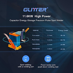 GLITTER 801B Battery Spot Welder 11.6 KW Capacitor Energy Storage Pulse Welding Machine, Mini Portable Spot Welding Equipment for 18650, 14500 Lithium Battery Pack Building