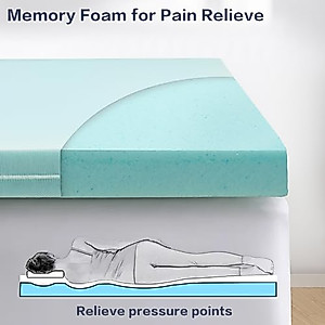 SOPAT 3 Inch Memory Foam Mattress Topper Queen Size 2 Inch Memory Foam Plus 1 Inch Down Alternative Pillow Top Mattress Pad Dual Layer Comfort & Support for Back Pain Relief (White, Dual Layer)