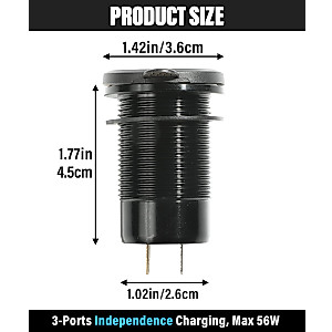 ESEWALAS 12v USB Outlet, Quick Charge 3.0 Dual USB and PD USB C Socket Power Outlet with On Off Switch,12 Volt USB Charger Socket,Waterproof 12V/24V Fast Charge USB Port