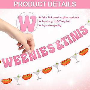 PEUTIER Weenies & Tinis Banner, Pink and Glitter Weenies and Tinis Party Decorations for Martini Themed Party Hot Dog Bar Bachelorette Party Birthday Decorations