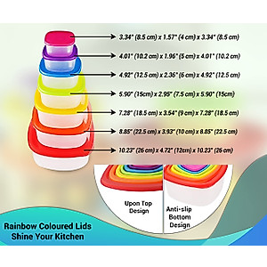 ARSUK Plastic Food Containers Set with Airtight Lids 7 PCs, Kitchen Storage Organization Stackable Containers for Lunch Snacks Sandwich Sauces, BPA Free Microwave Freezer Dishwasher Safe