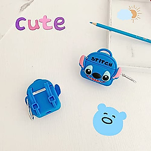Cute Stitch Backpack Case for Airpod 3rd Generation, Soft Silicone Airpod 3 Charging Case with Lanyard Keychain Fashion Funny Cartoon Shoulder Bag Protective Design Skin for Girls Women Airpod 3 case