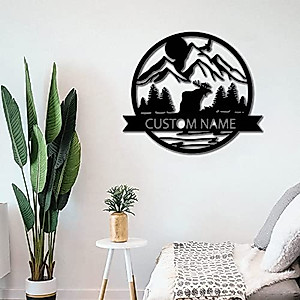 Custom Deer Metal Wall Sign, Mountain and Deer Wall Decor, Metal Sign, Personalized Hunter Name Signs, Wildlife Art,Deer Hunter Gift for Dad