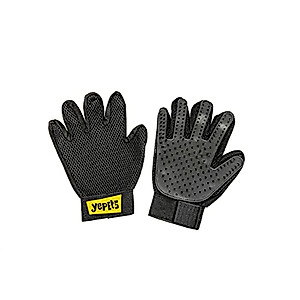 YEPETS 2 pcs Pet Hair Removing Kit - 1 Hair Remover Brush & 1 Pet Grooming Gloves (Black) - Perfect Design for Removing Dogs and Cats Hair