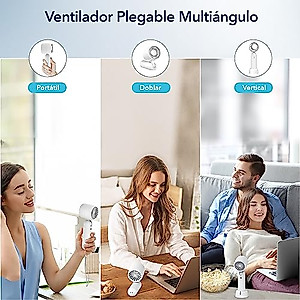 ATTLOOQ Portable Handheld Fan Mini Personal Fan, USB Rechargeable Battery Operated Hand Fan, 3 Speeds Adjustable Foldable Small Desk Fan with Base for Women Man Home Office Makeup Outdoor Travel