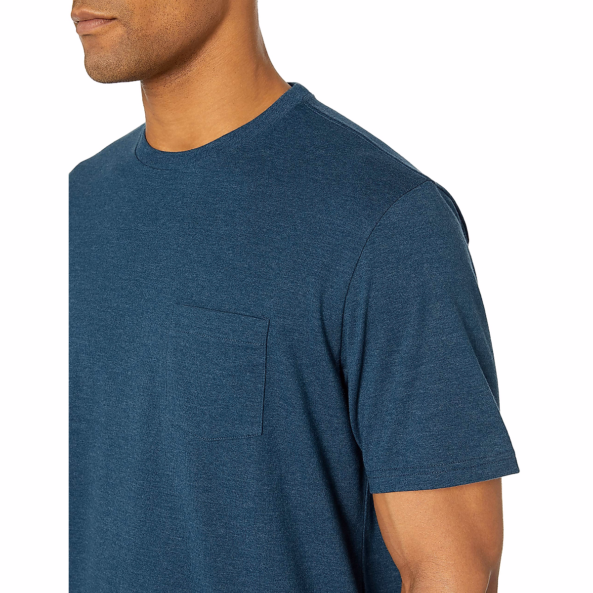 Amazon Essentials Men's Regular-Fit Short-Sleeve Crewneck Pocket T-Shirt, Pack of 2, Teal Blue/Charcoal Heather, Large