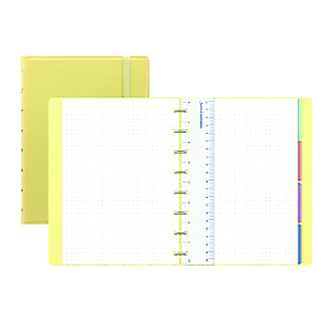 Filofax Refillable Notebook, A5 Size, Classic Pastels Collection, Dotted Paper, 8.25" x 5.75", Lemon (B115082U)