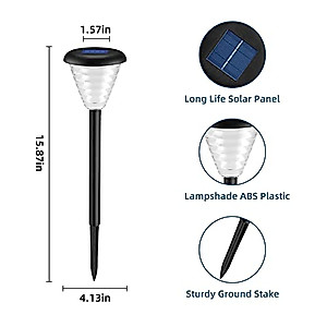 Fudosa Solar Pathway Lights, Warm/Color Changing Solar Garden Lights Outdoor Waterproof for Yard Path, Walkway, Driveway, Landscape Lighting, 4 Packs