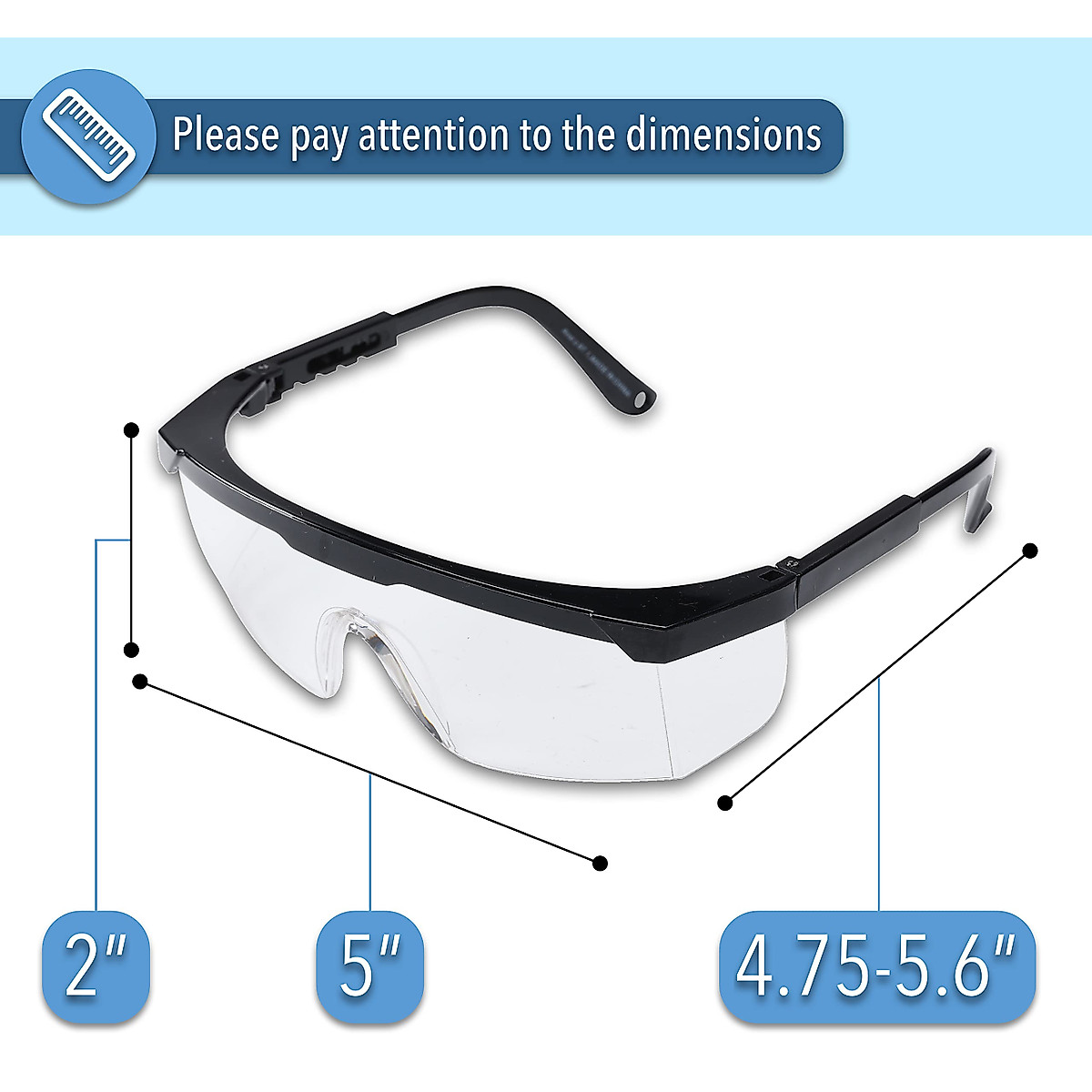 UNCO-Safety Glasses, Anti Fog Safety Glasses with Adjustable Arms, Safety Glasses Anti Fog, Clear Safety Glasses, Lab Safety Glasses, Eye Protection Glasses, Protective Eyewear, Work Glasses