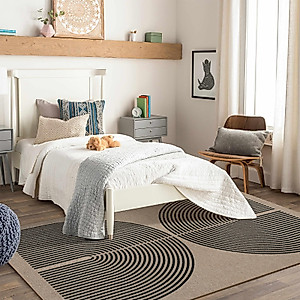 Lahome Modern Rainbow Easy Jute Rug, Washable 5x7 Area Rugs for Living Room Bedroom Black Farmhouse Indoor Outdoor Patio Rug, Contemporary Natural Throw Mat Non Slip Carpet for Office RV