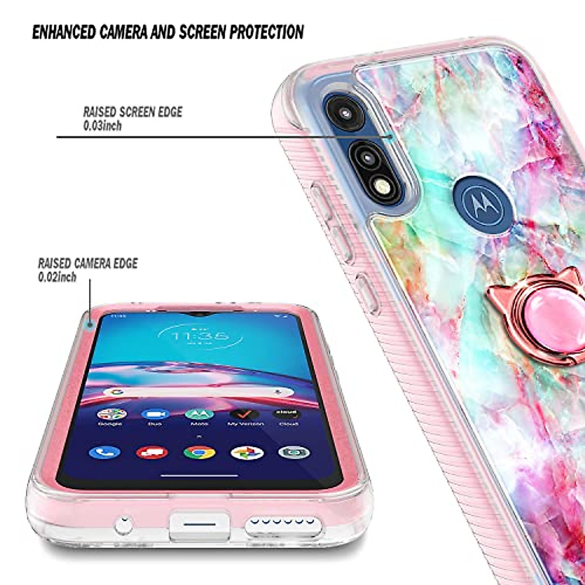 NGB Supremacy Case for Motorola Moto E 2020, Full Body Protection with [Built-in Screen Protector] Ring Holder/Wrist Strap, Slim Fit Shockproof Bumper Durable Cover Case (Fantasy)