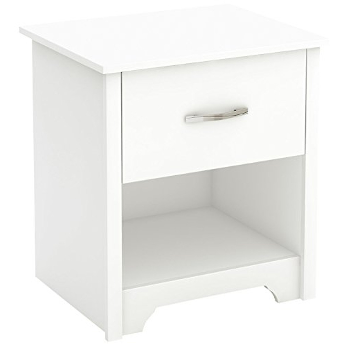 South Shore Furniture South Shore Fusion Nightstand, Pure White with Grooved Metal Handles