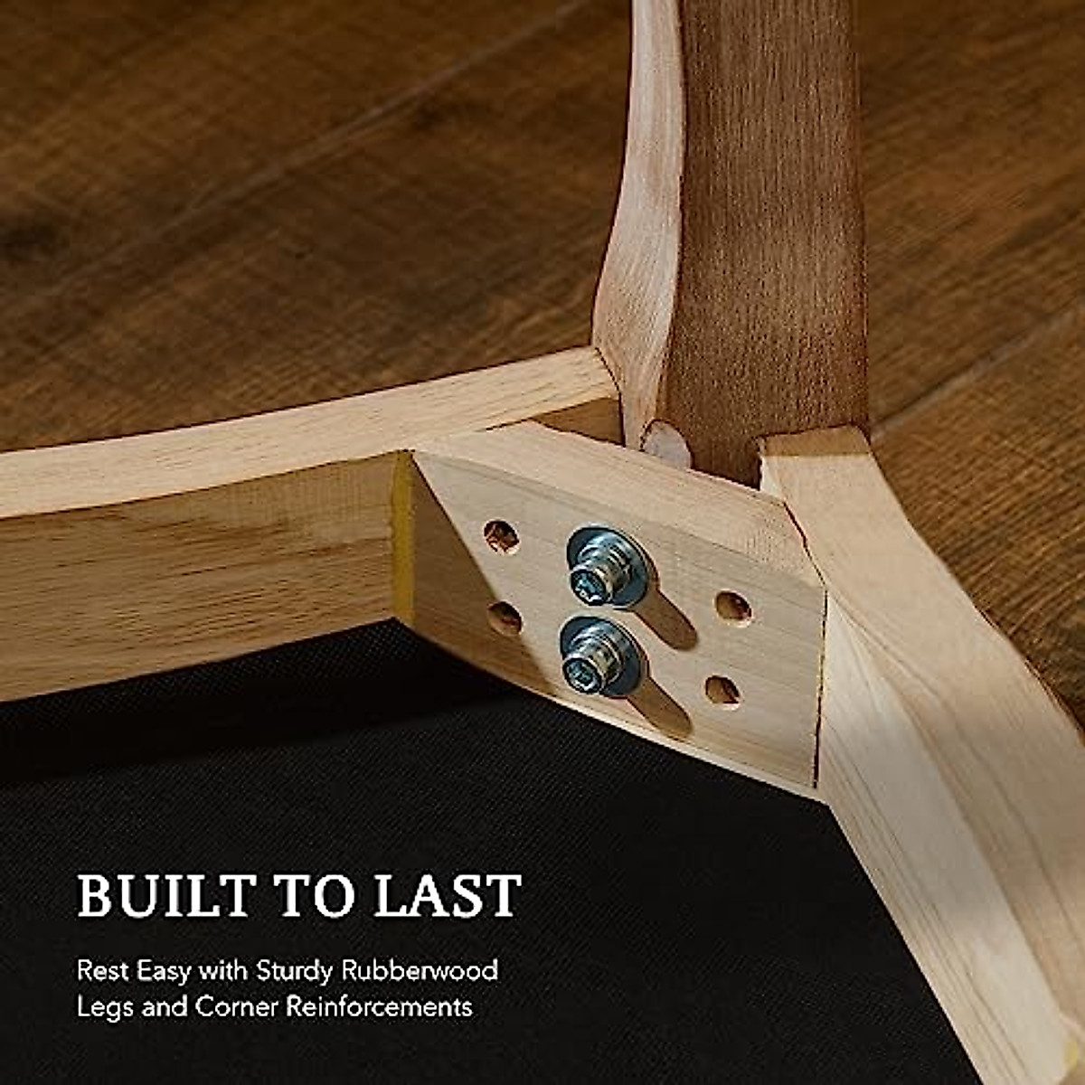 VONLUCE French Vintage Bench with Padded Seat & Rubberwood Legs, 44" Upholstered Entryway Bench & Dining Bench, Tufted Fabric End of Bed Bench for Bedroom Living Room Hallway More, Beige