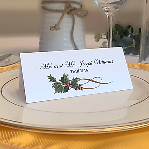 Christmas and Holiday Holly Swirl Printable Place Cards, Set of 60 (10 Sheets), Laser & Inkjet Printers - Wedding, Party, Dinner, and Special Events - Made in the USA