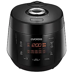 CUCKOO CRP-PK1001S | 10-Cup (Uncooked) Pressure Rice Cooker | 12 Menu Options: Quinoa, Scorched Rice, GABA/Brown Rice, Multi-Grain & More, Voice Guide, Made in Korea | Black